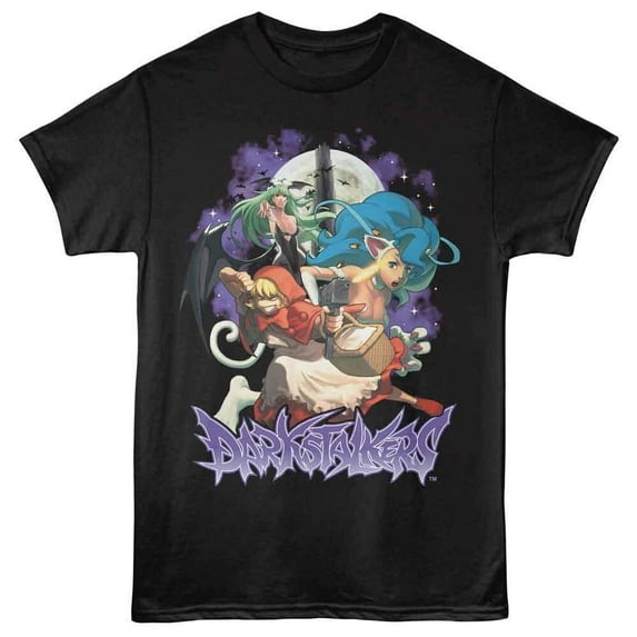 DARKSTALKERS New T Shirt Video Gaming TOWER AND MOON New Black Cotton ...