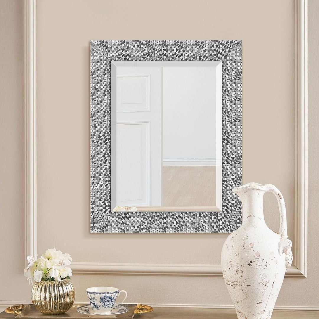 DARMY Mirror Trend Sparkling Mosaic Framed Accent Mirror Silver 19*24*0 ...