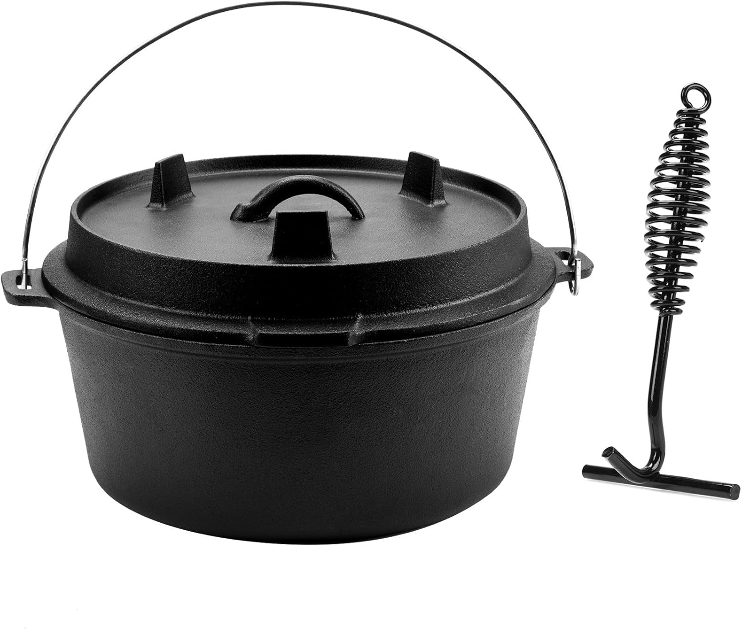 DARTMOOR 9 Quart Pre-Seasoned Cast Iron Dutch Oven with Lid and Lid ...