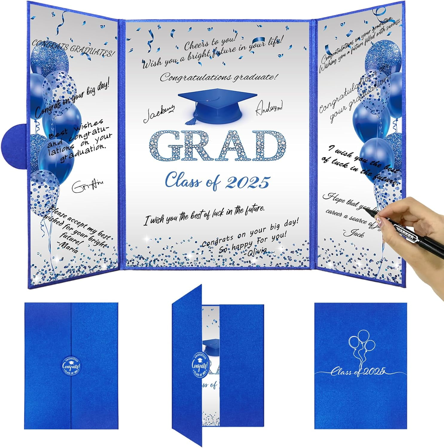 DARUNAXY Blue Silver Graduation Party Decorations, Blue Class of 2025 ...