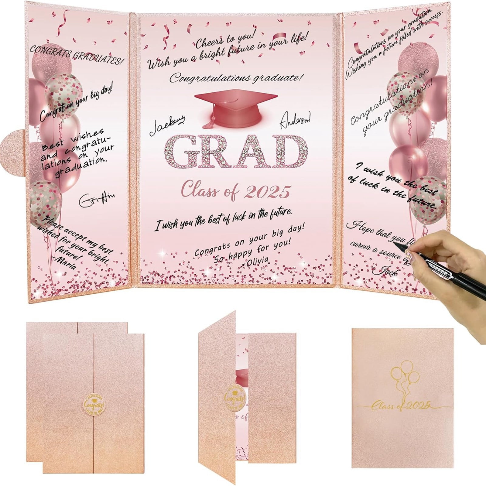 DARUNAXY Rose Gold Graduation Party Decorations for Women, Class of ...