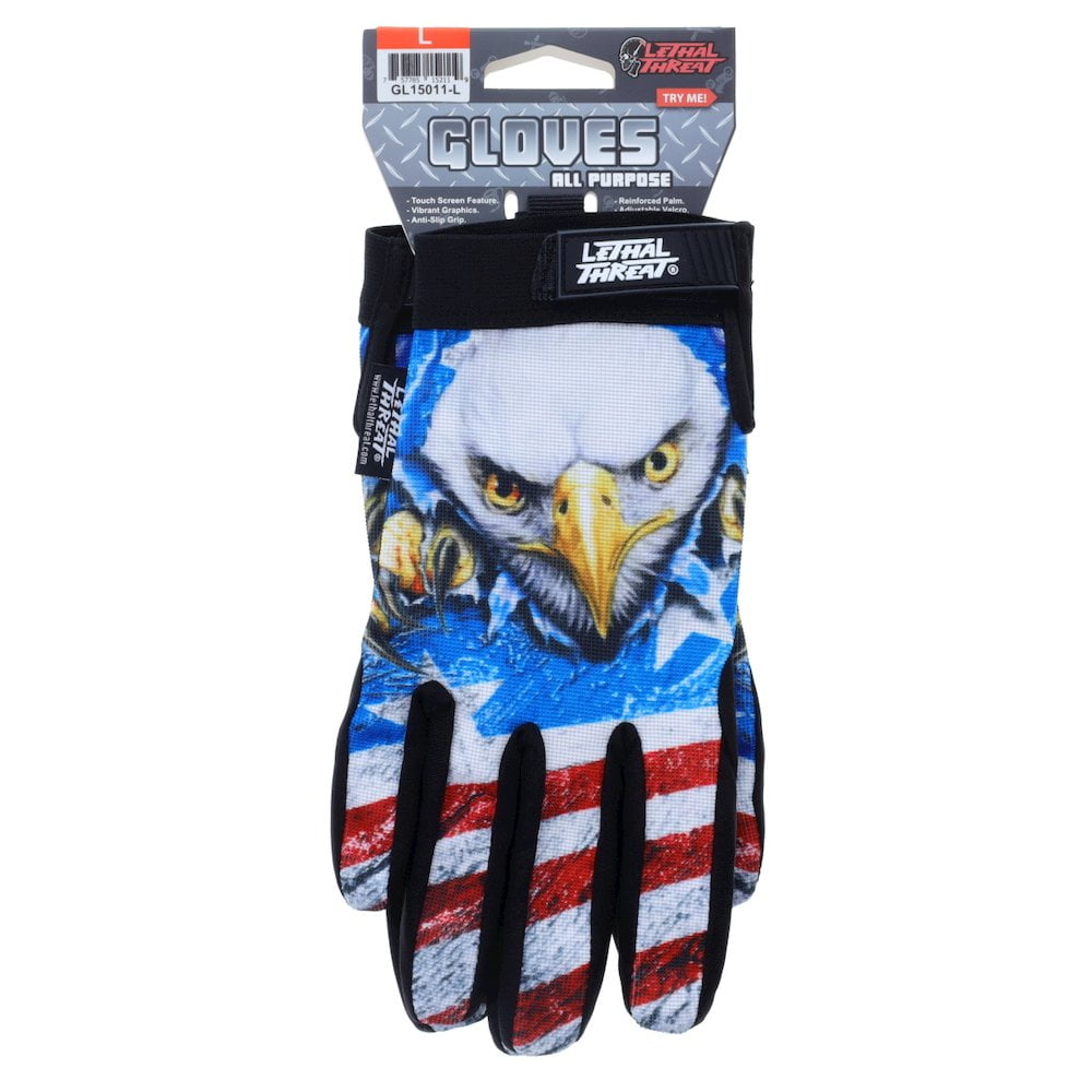 Lethal Threat GL15011L Rip N Tear Usa Eagle Gloves Large - Walmart.com