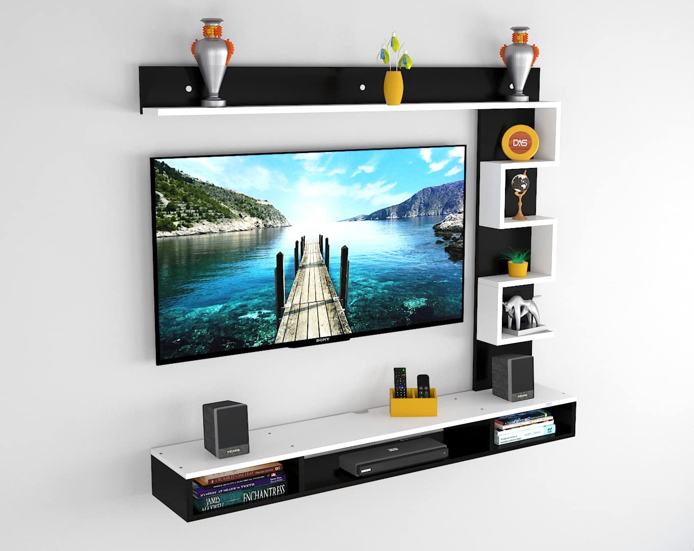 DAS Hubert Mini Wall Mount Engineered Wood TV Entertainment UnitTv Rack ...
