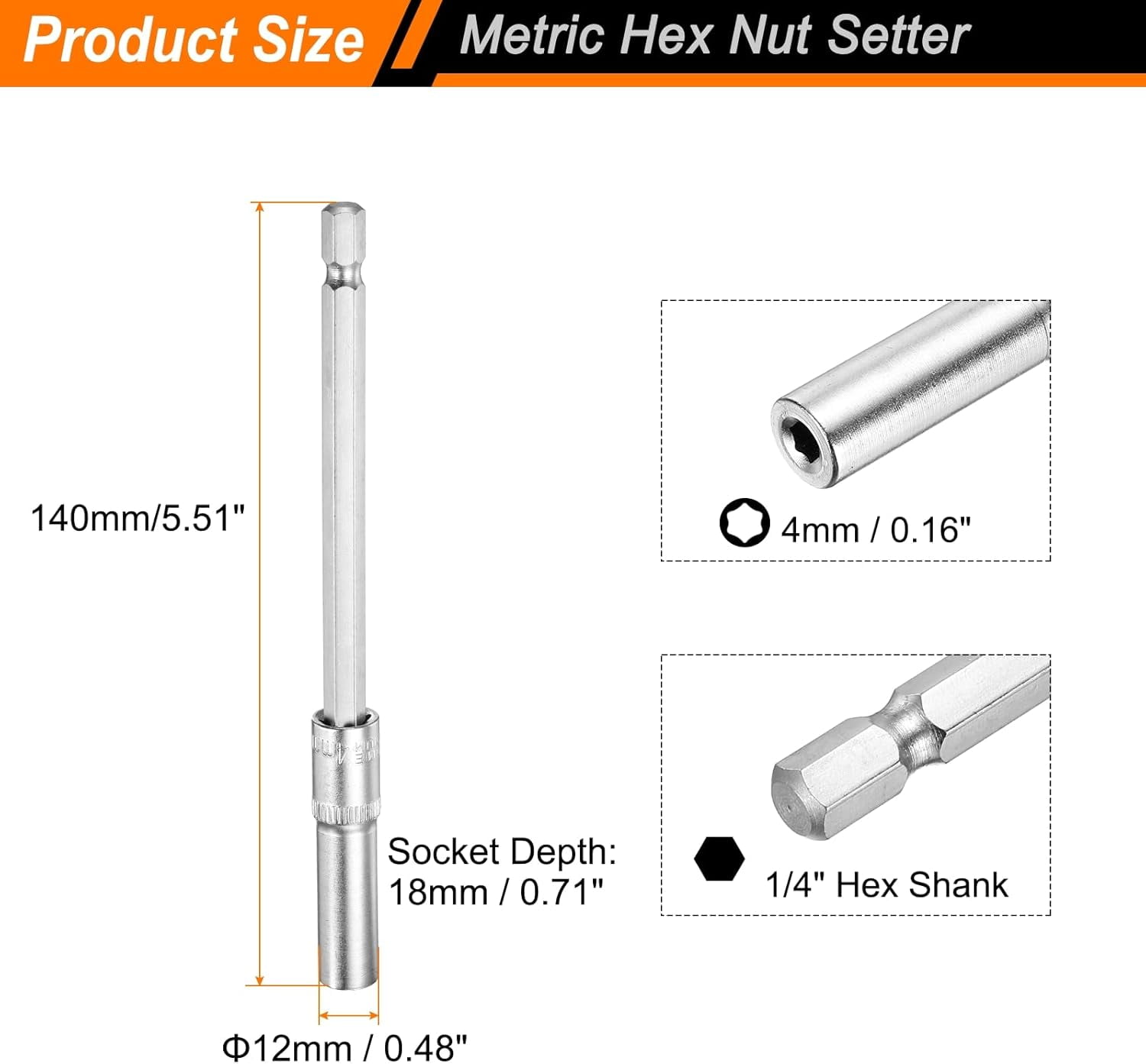 DASAW-1/4" Power Nut Driver Drill Bit 4mm Metric Hex Nut Setter Quick ...