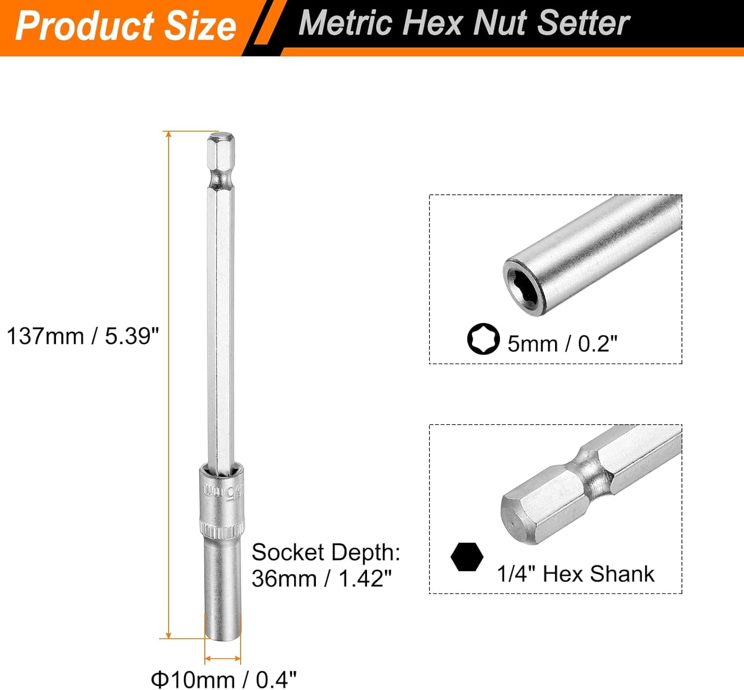 DASAW-1/4" Power Nut Driver Drill Bit 5mm Metric Hex Nut Setter Quick ...