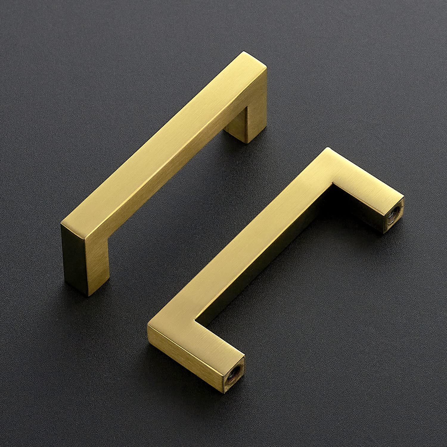 DASAW-1 Pack Gold Cabinet Pulls 3-1/2 Inch Brushed Brass Kitchen Cabinet Handles Gold Square ...