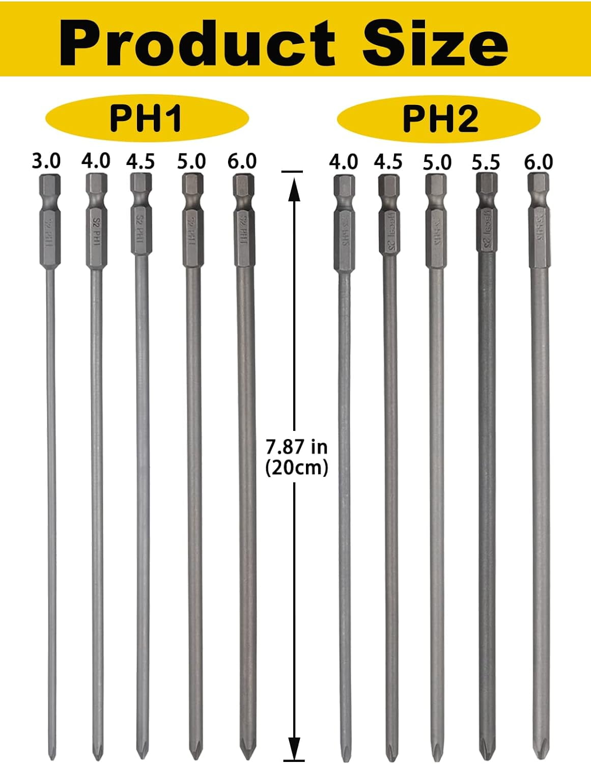DASAW-10 Pack Extra Long Phillips Screwdriver Bit Sets, 1/4 Inch Hex ...