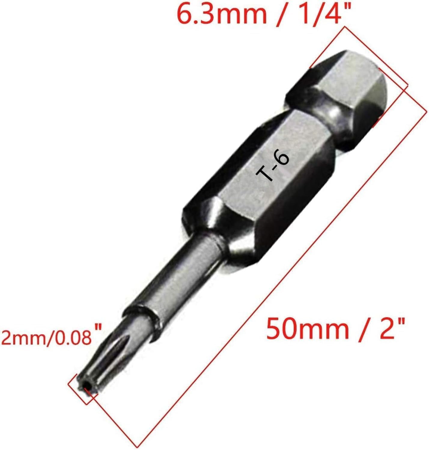 DASAW-10 Piece 50mm Long 1/4 Inch Hex Shank T6 Torx Head Magnetic Screw ...