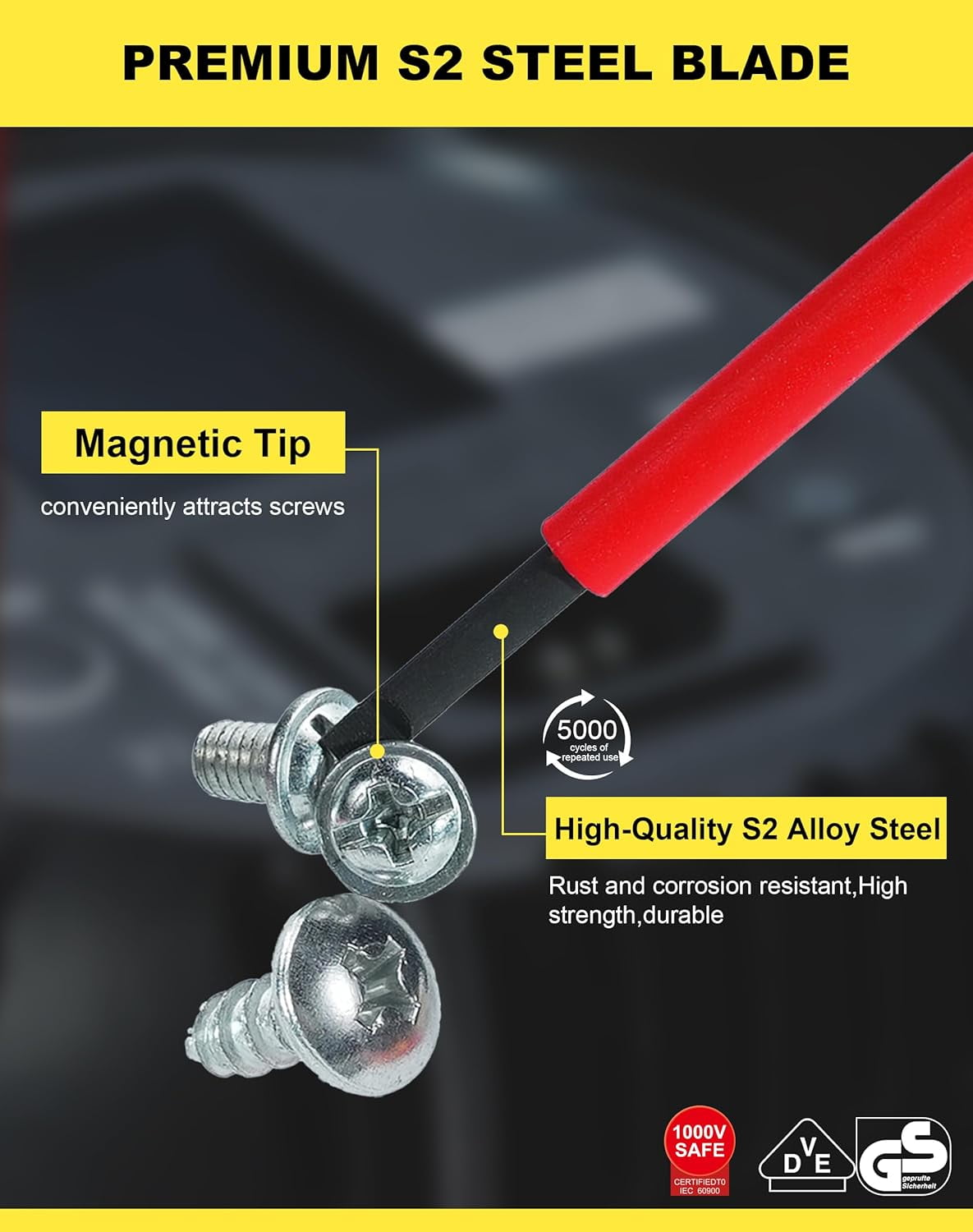 DASAW-1000V Insulated Electrician Screwdriver Set, Magnetic Tip Mini ...