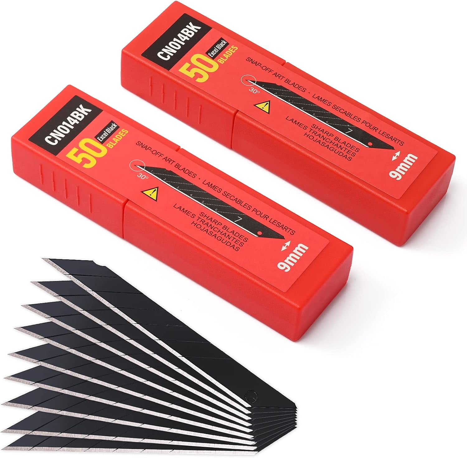 DASAW-100PCS 30 Degree Carbon Steel Snap Off Blades 9mm for Box Cutters ...