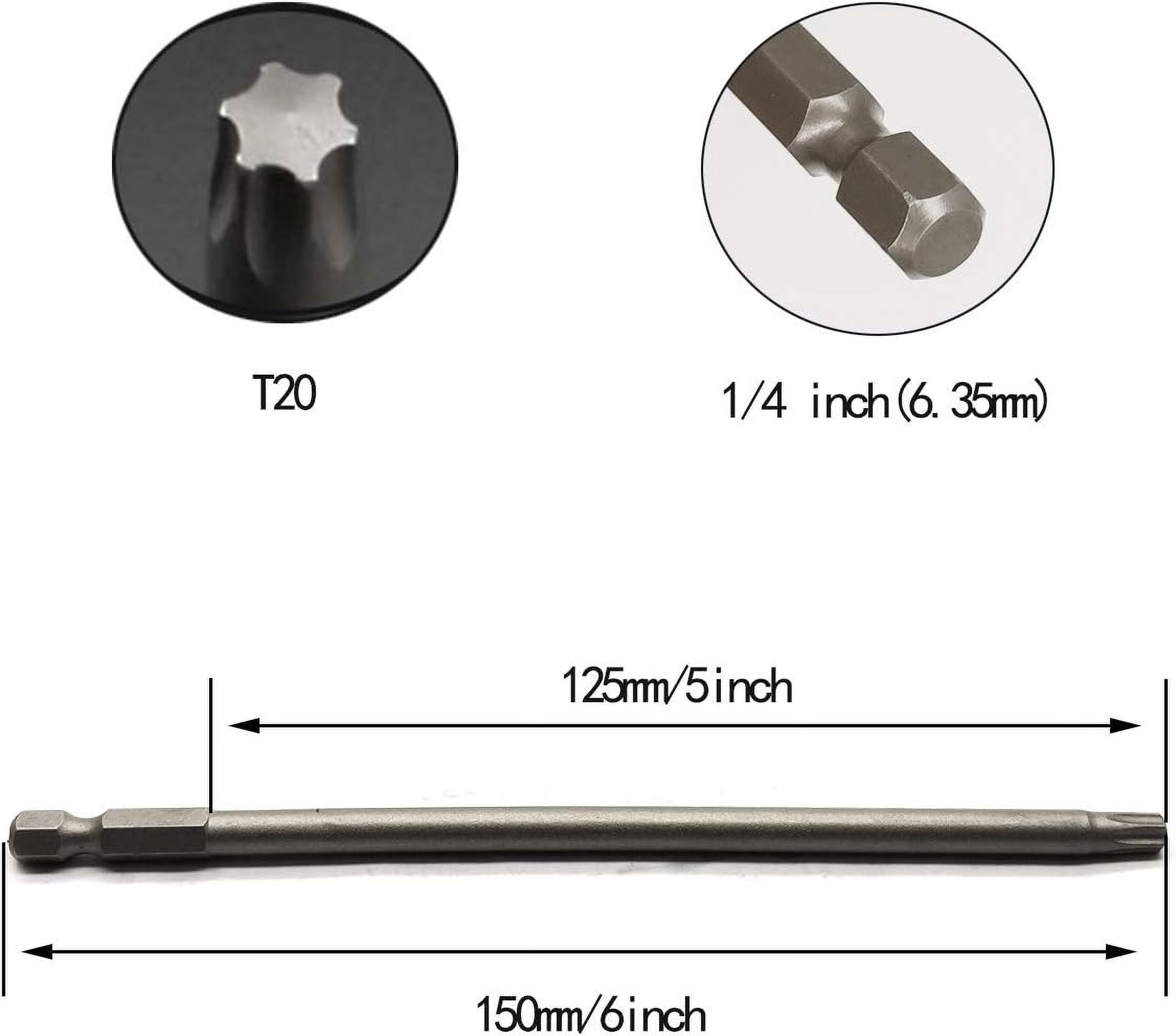 DASAW-10PCS 6"/150mm T20 Torx Head Screwdriver Bit Set, 1/4 Inch Hex ...