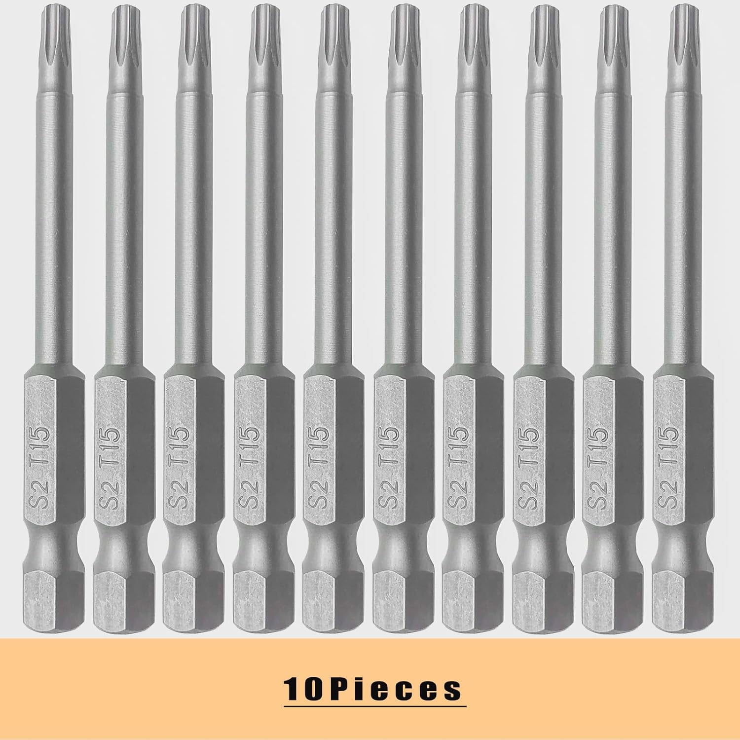 DASAW-10PCS T15 Torx Screwdriver Bit, 1/4 Inch Hex Shank 65mm Long, S2 Steel Magnetic Torx ...