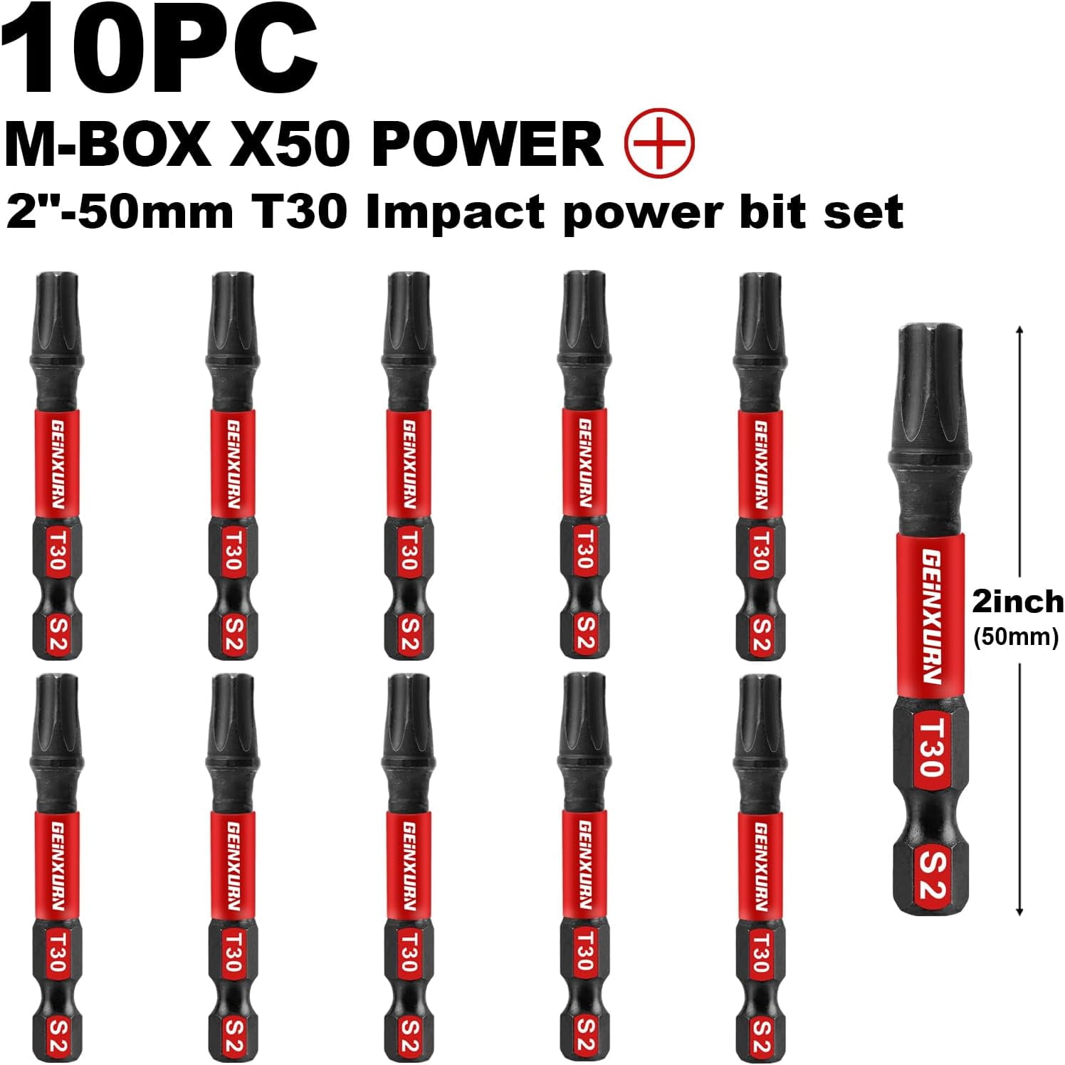 DASAW-10Pieces 2 In. T30 Impact Tough Magnetic Screwdriver Bit Set, #30 ...