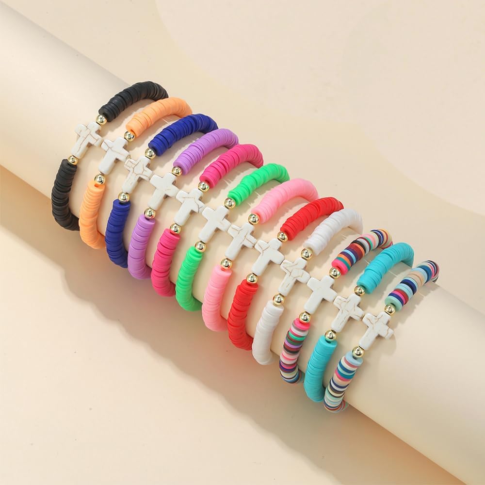 DASAW-12pcs Friendship Bracelets Beaded Bracelets Heishi Bracelet Cute ...