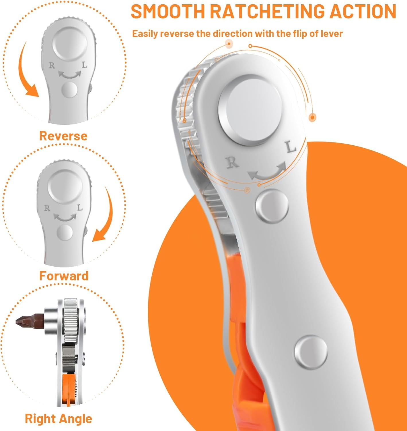 DASAW-14PCS Right Angle Ratcheting Screwdriver Set with Double-sided ...