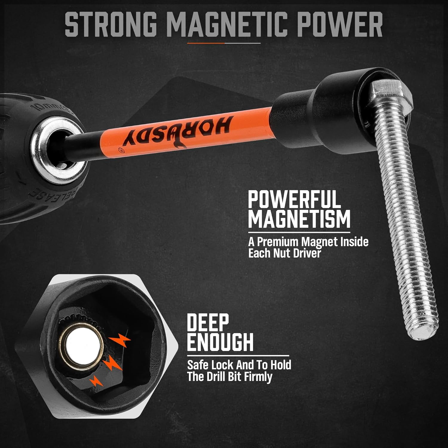 DASAW-18Pcs Nut Driver Set SAE and Metric, Impact Magnetic Nut Driver ...