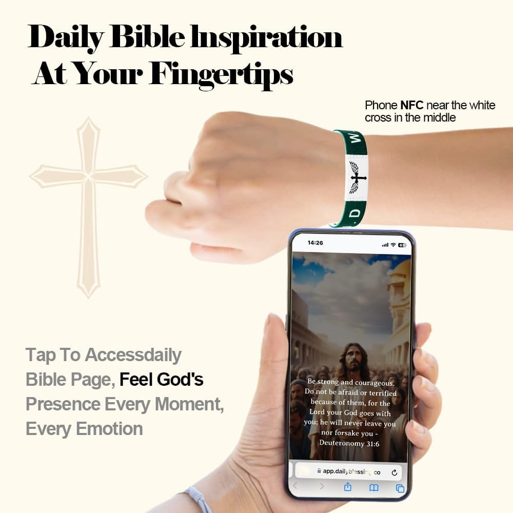 DASAW-1PCS Daily Bible Verse Bracelet - NFC Wearable Elastic Christian ...