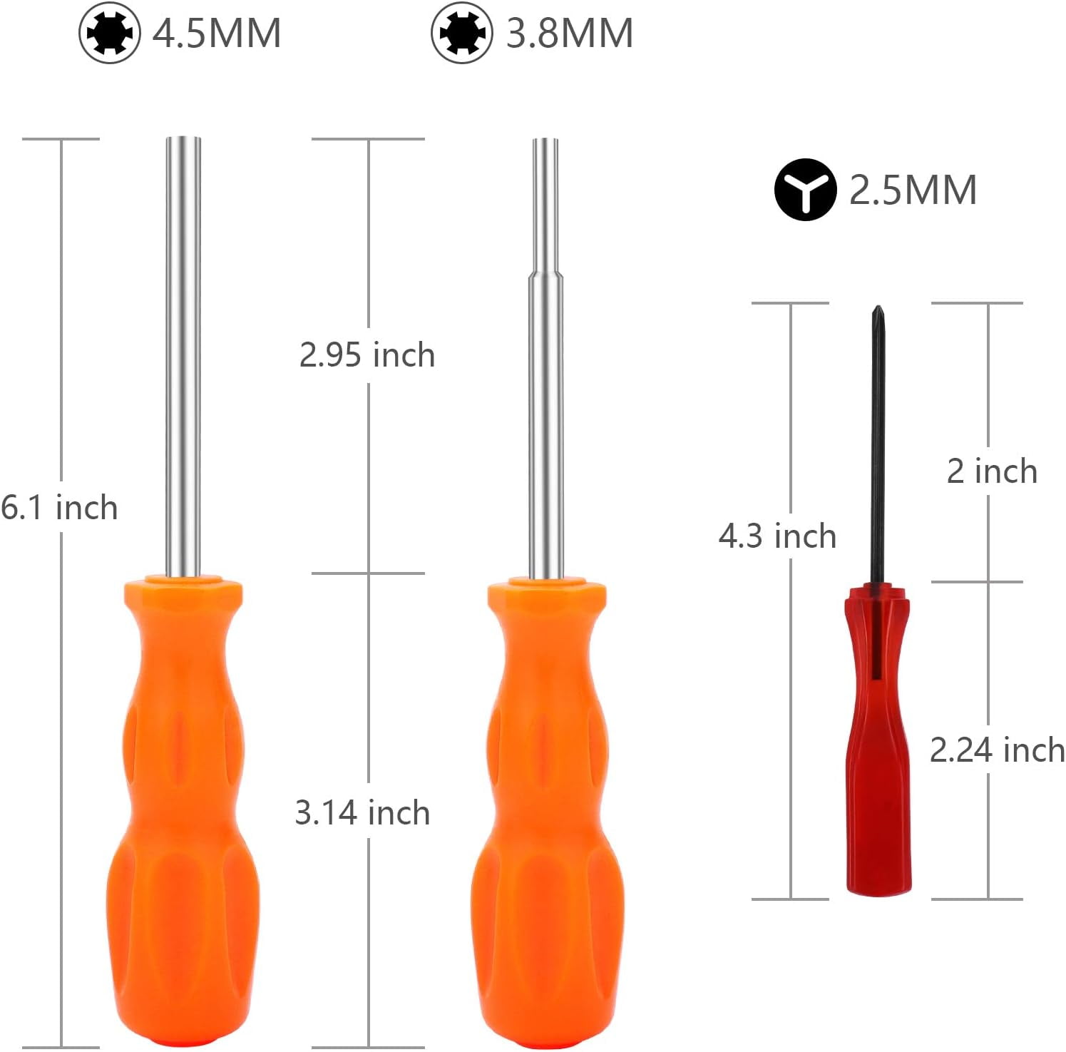 DASAW-3 Pack Gamebit Security Screwdriver, 3.8mm and 4.5mm Security ...