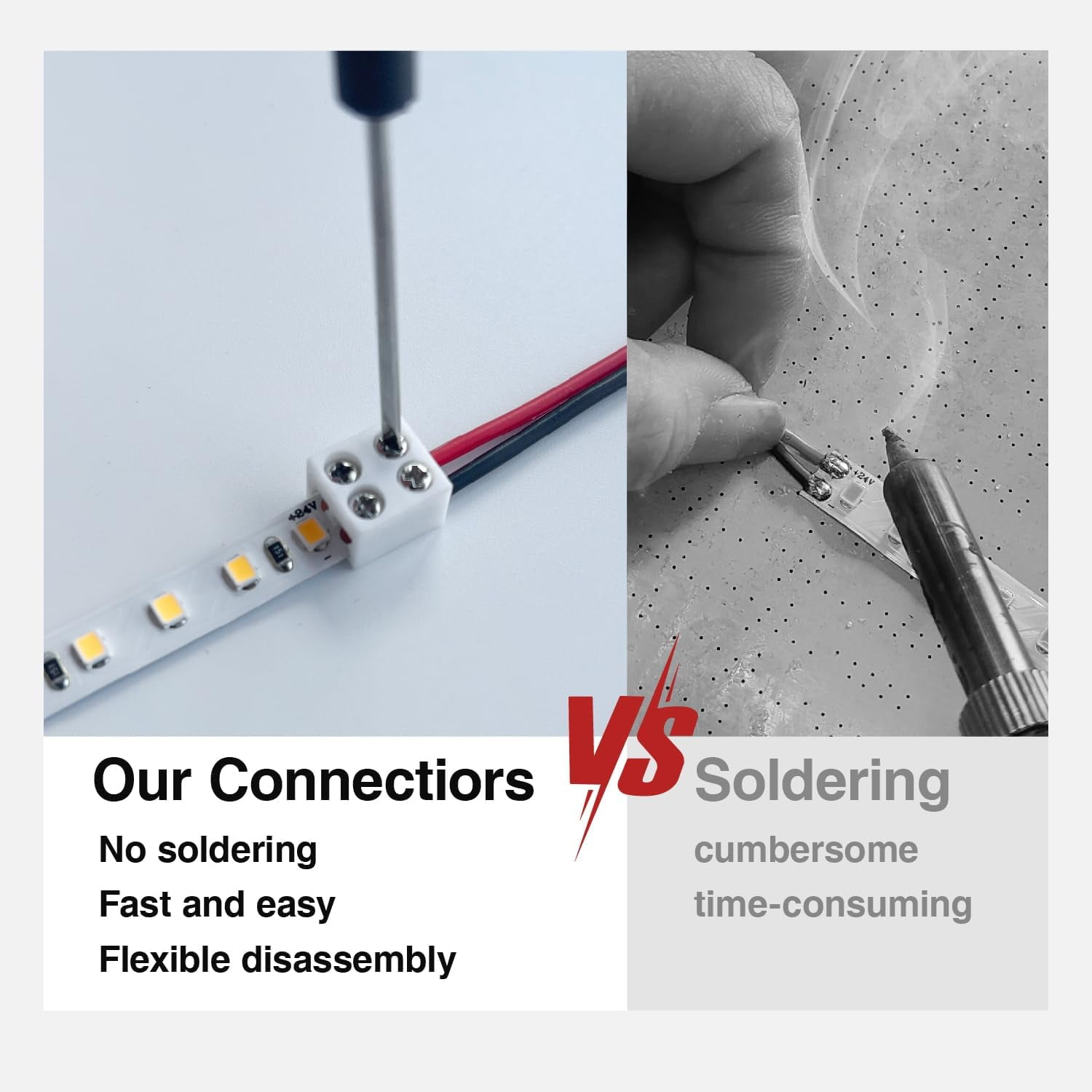 DASAW-30 Pack 2-Pin 8mm LED Strip Lights Connectors Solderless LED ...