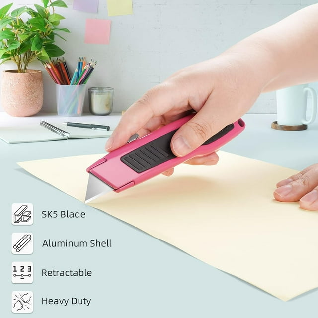 DASAW-4 Pack Box Cutter Retractable, Razor Knife with Auto Lock, Box ...