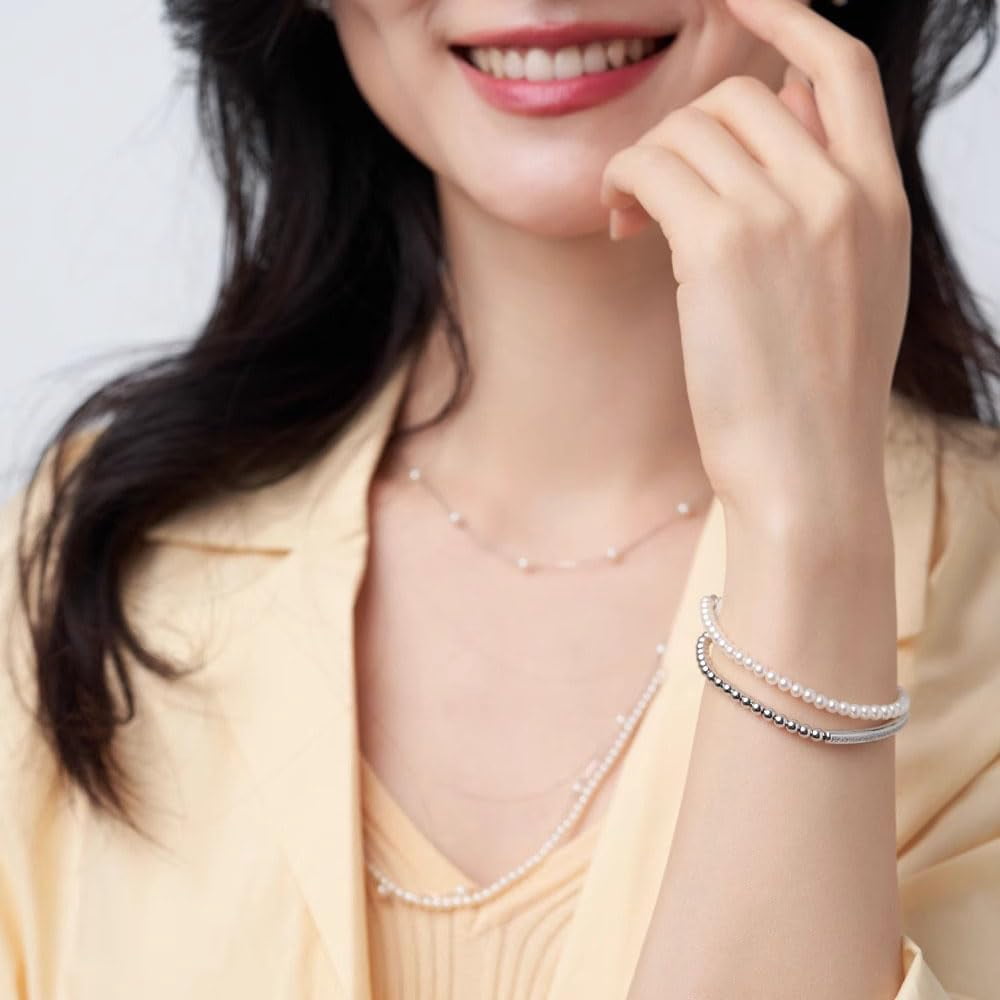 DASAW-4MM Gold Beaded Chain Bracelet for Women Dainty 18K Gold Plated ...