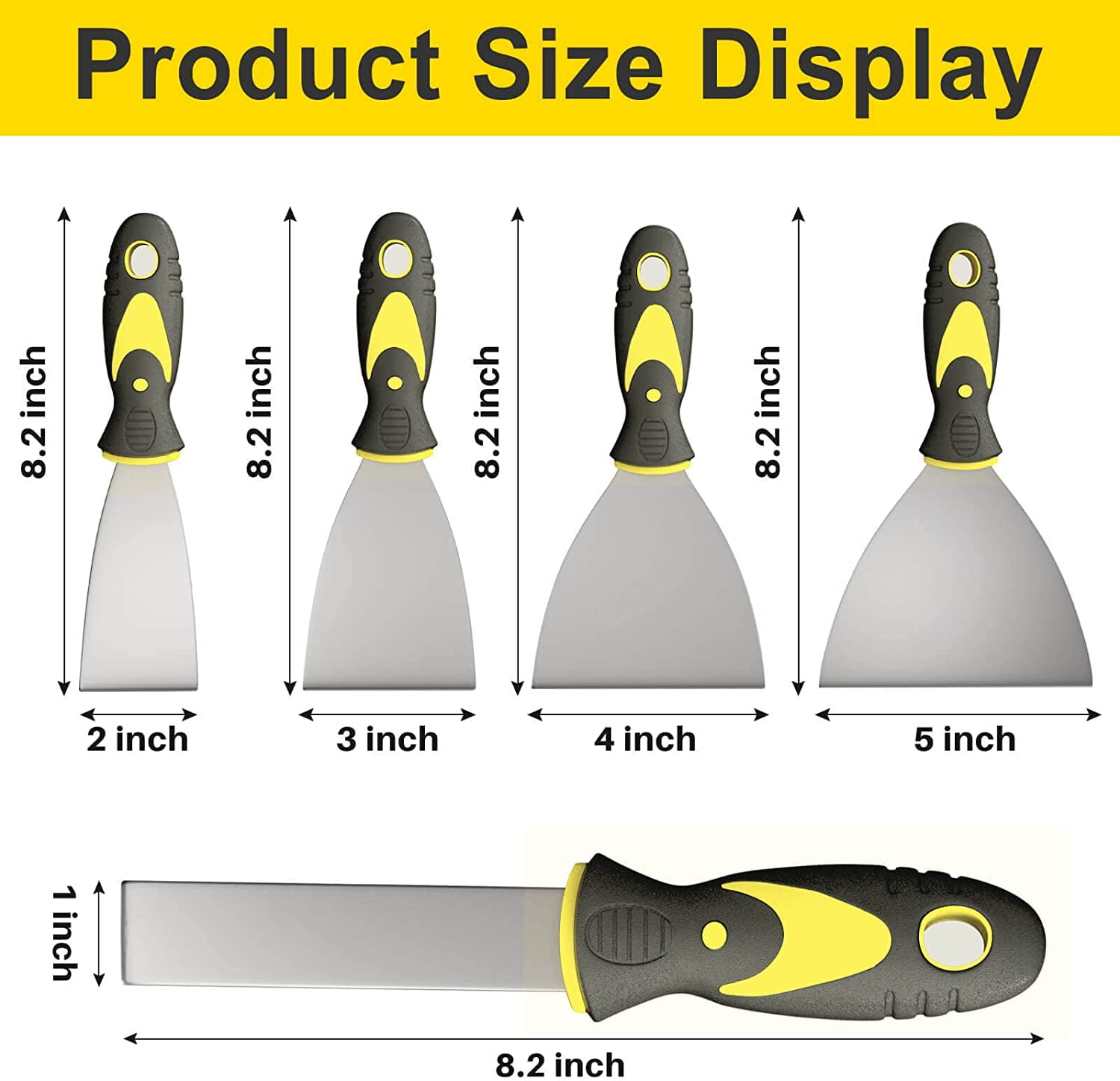 DASAW-5Pcs Putty Knife, Set, 1" 2" 3" 4" 5" Scraper, Spackle Knife, Paint Scraper, Scraper Tool ...