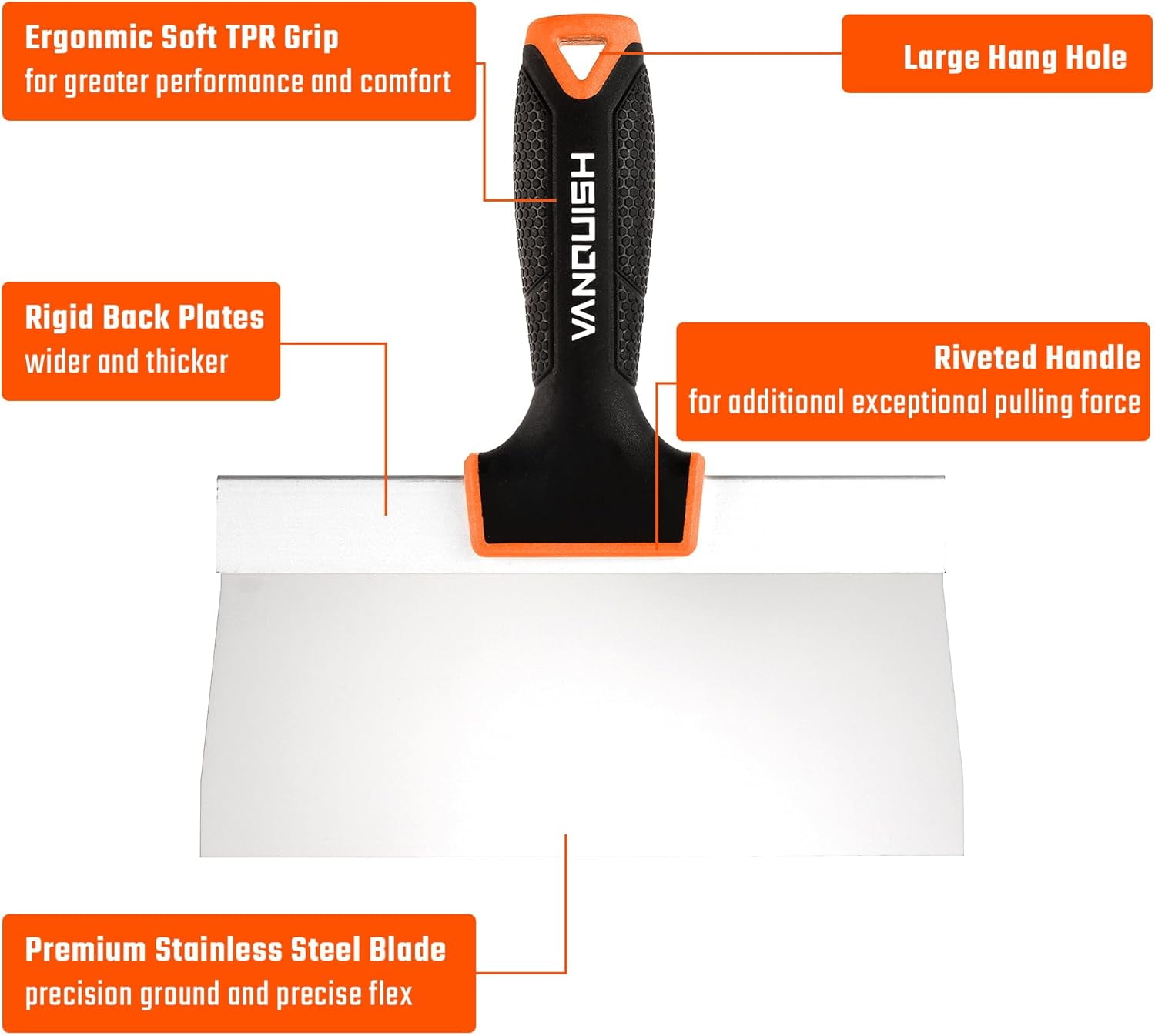 DASAW-8 Inch Stainless Steel Drywall Taping Knife Scraper with Flexible ...