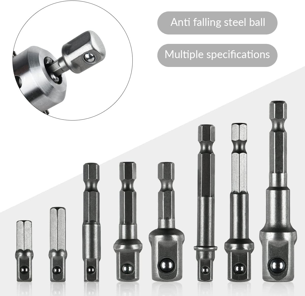 DASAW-8 Pcs Drill Bit Adapter Impact Grade Socket Adapter Set Hex Shank ...