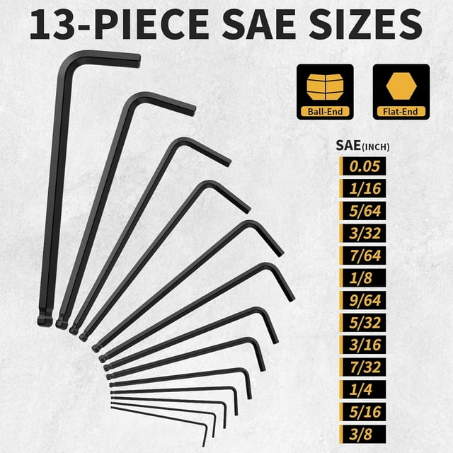 DASAW-Allen Wrenches Sets, SAE Allen Key Set, 13 Pieces Hex Keys Set, Hex Socket Screwdriver Set ...