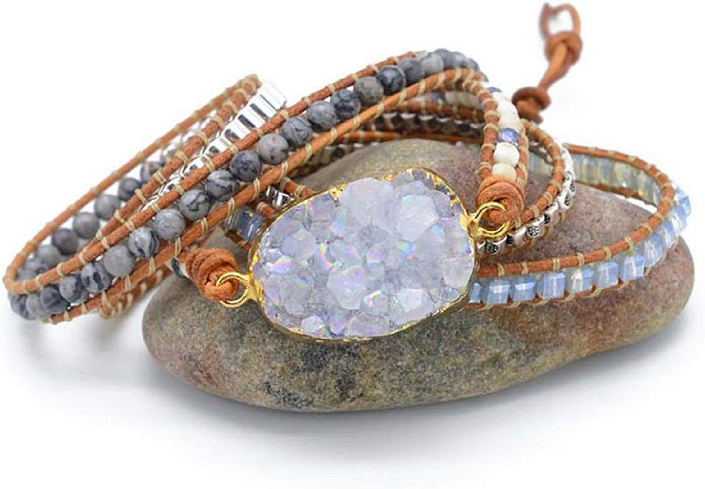 DASAW-Boho Handmade Natural Stone Wrap Bracelets Turquoises Crystal ...