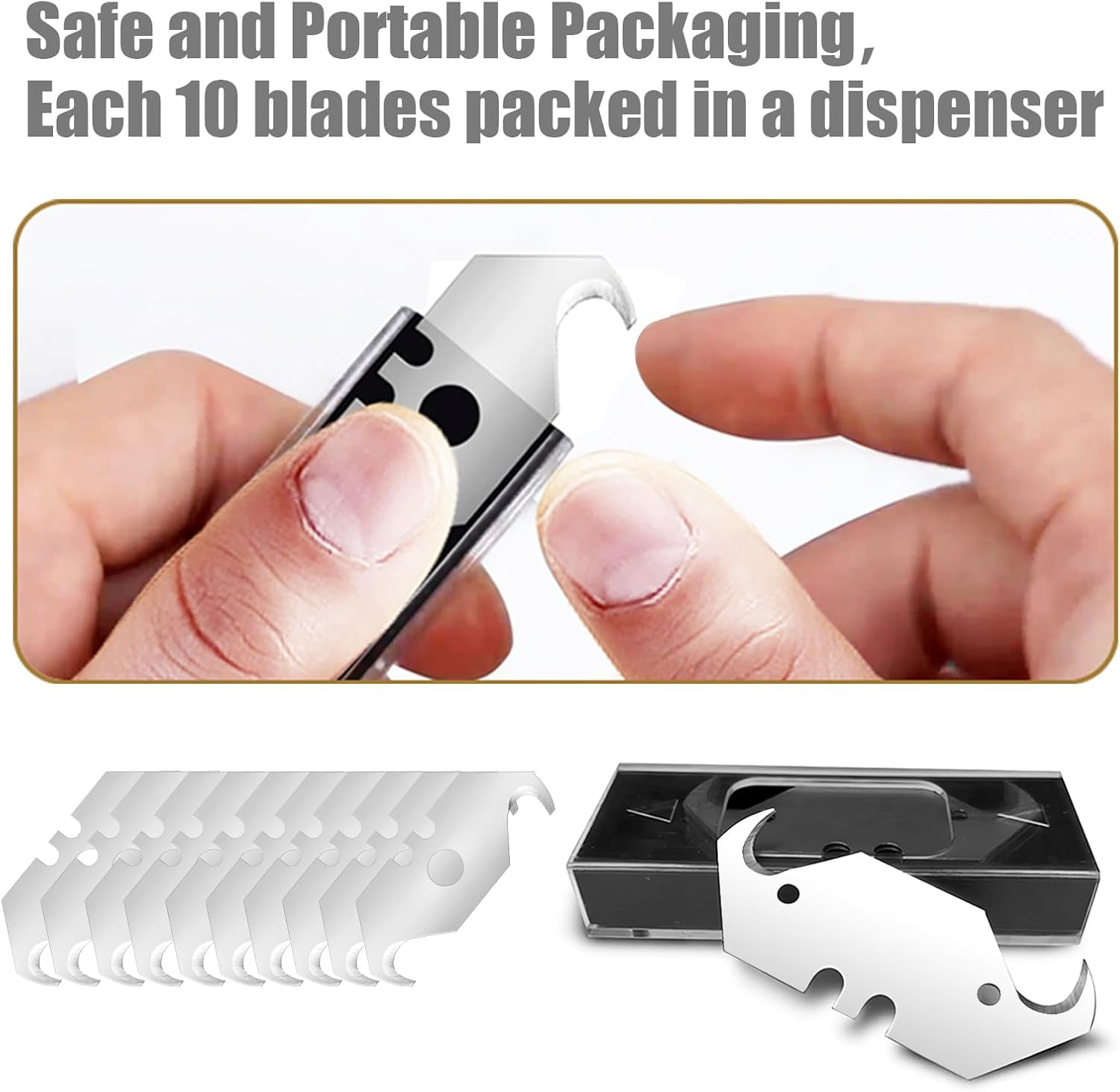 DASAW-Box cutter Utility knife Hook Blades refills 60 Pack, Standard Size Utility Knife Refill ...
