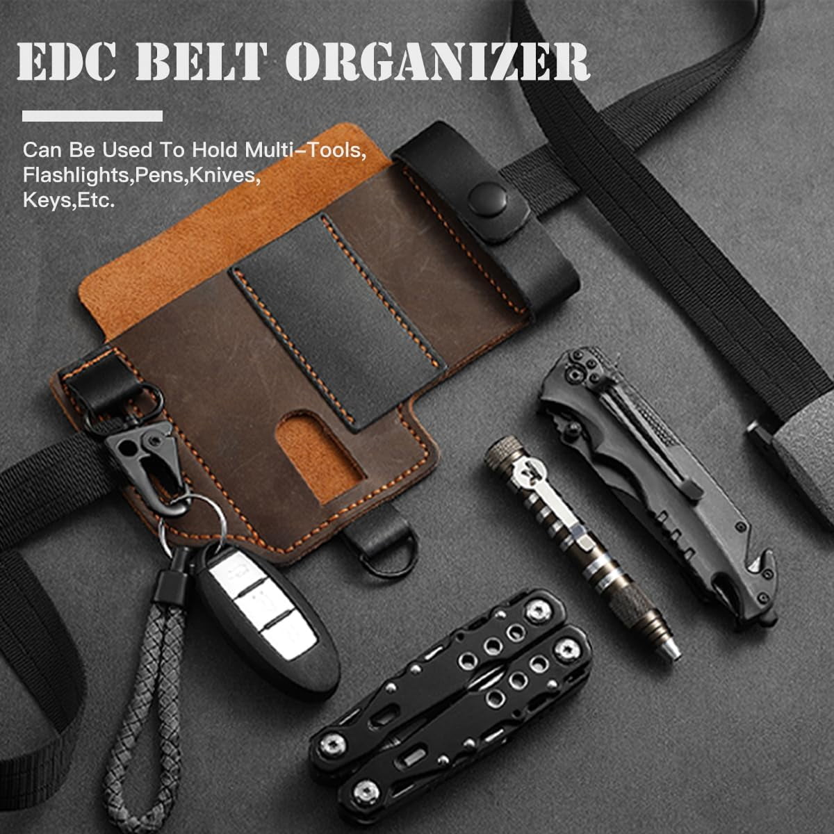 Edc Belt Organizer Handmade Multitool Genuine Leather Sheath EDC Pocket ...