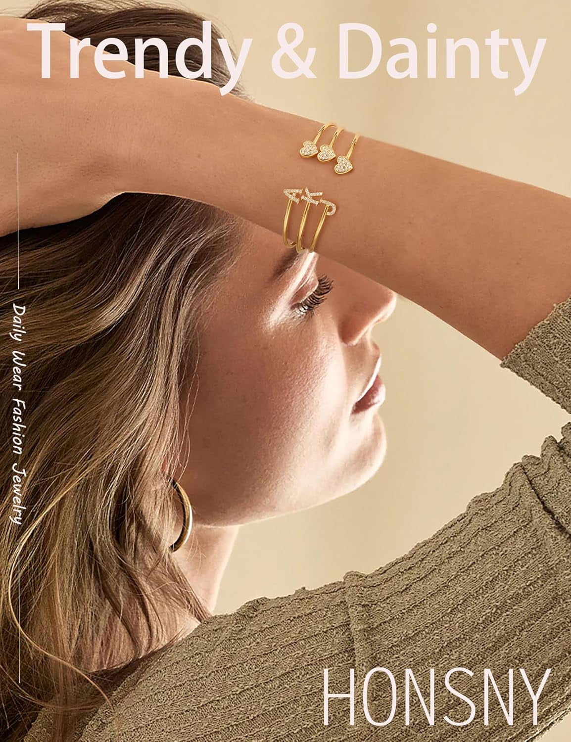 DASAW-Gold Initial Bracelets for Women 18K Gold Plated Initial Heart ...