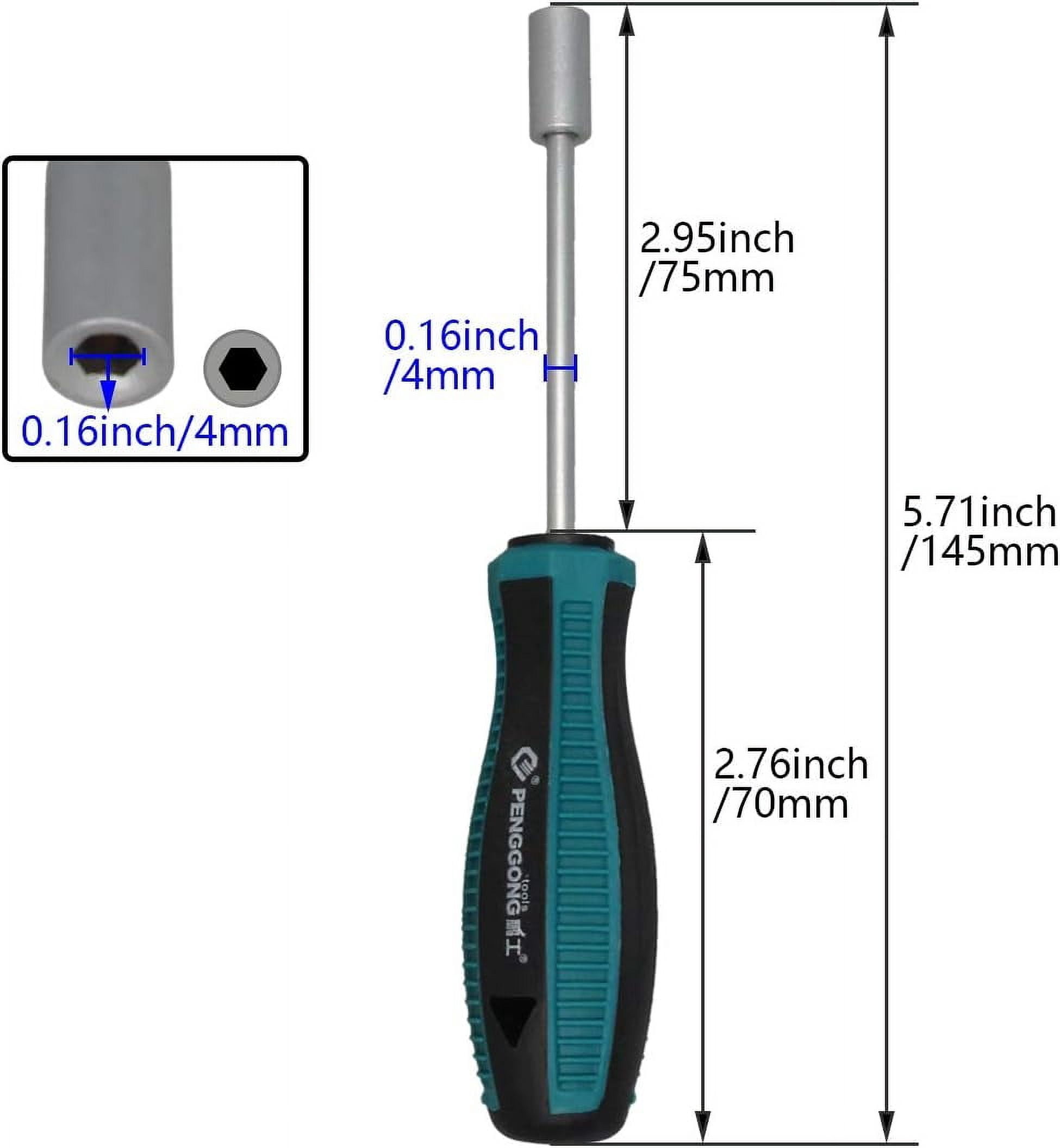 DASAW-Hex Socket Screwdriver, 4mm Nut Driver Socket, 75mm Long Shaft ...
