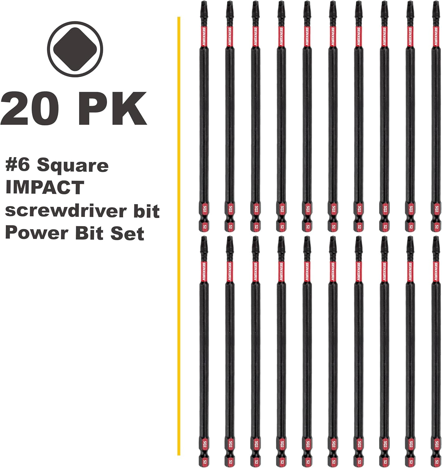 DASAW-Impact Tough #2 Square 6 in. Power Driver Bits,20Pack SQ2 ...