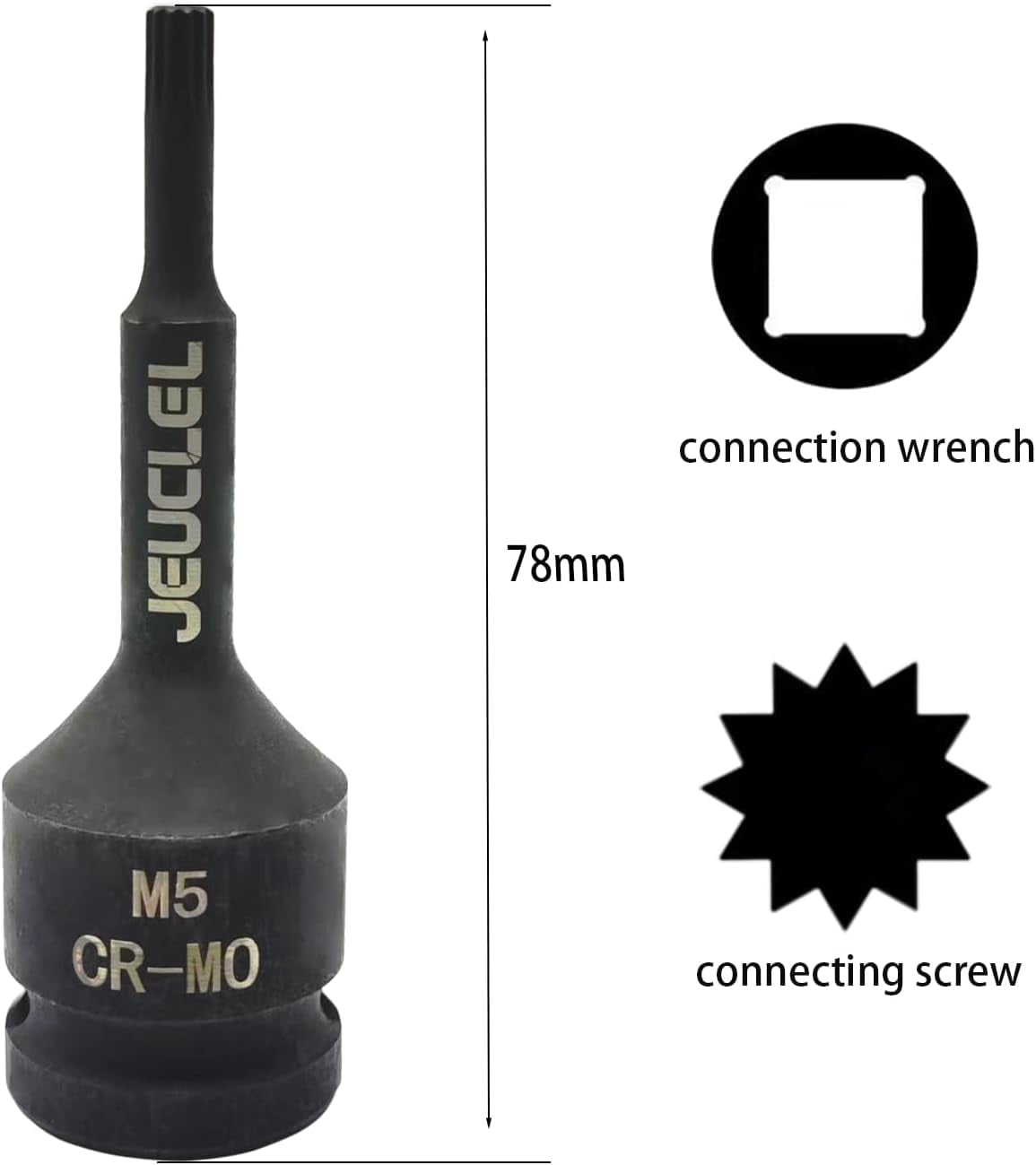DASAW-M5 Triple Square Impact Spline Bit Socket, 5mm Metric 1/2-Inch ...