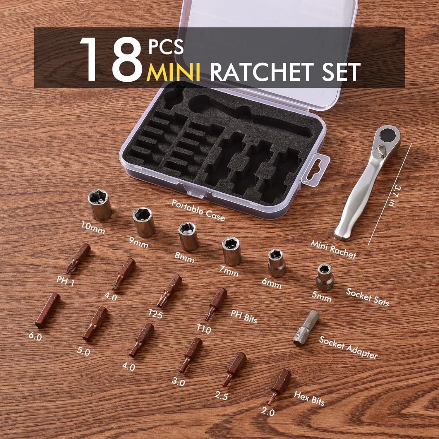 DASAW-Mini Ratchet Set, Right Angle Screwdriver set with 1/4 Mini ...