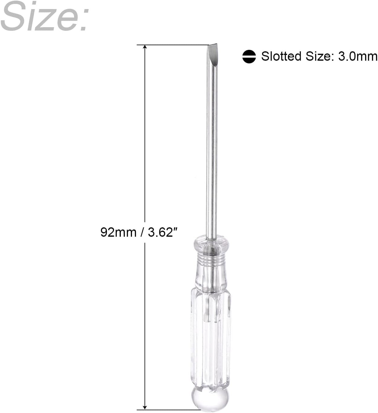 DASAW-Mini Slotted Screwdriver, 3.0mm Flat Head with Clear Handle for ...