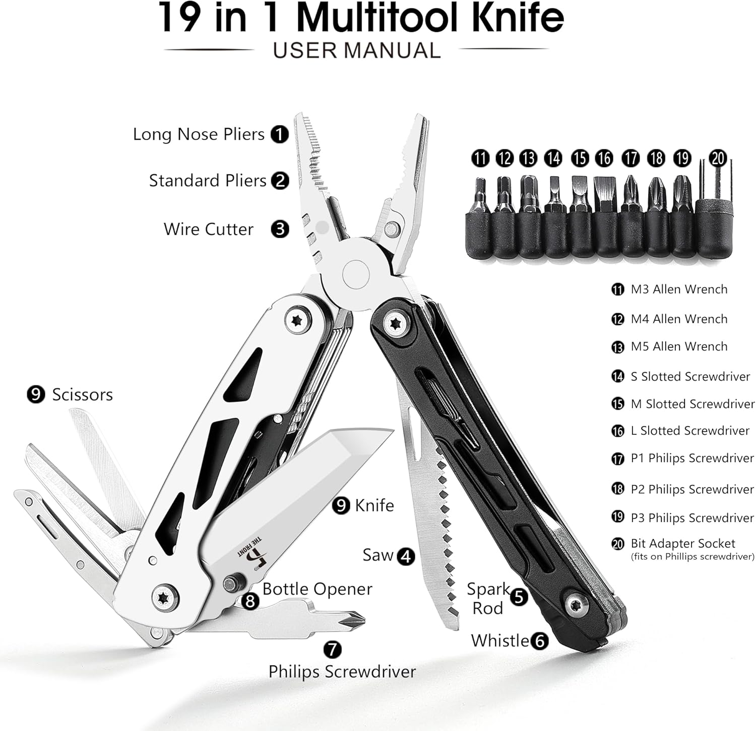 DASAW-Multitool 19 in 1 Multitools Pliers with Detachable Scissors ...