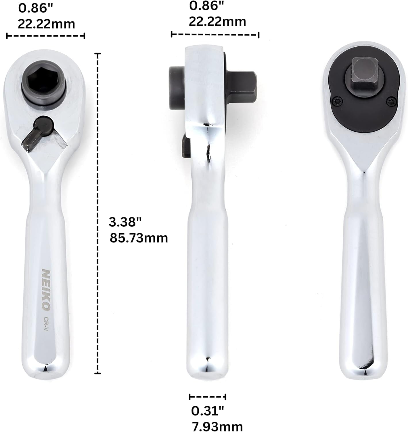 DASAW-Neiko 03002A Stubby Ratchet, 1/4 Inch Ratchet Wrench and Bit Driver, 108-Tooth Reversible ...