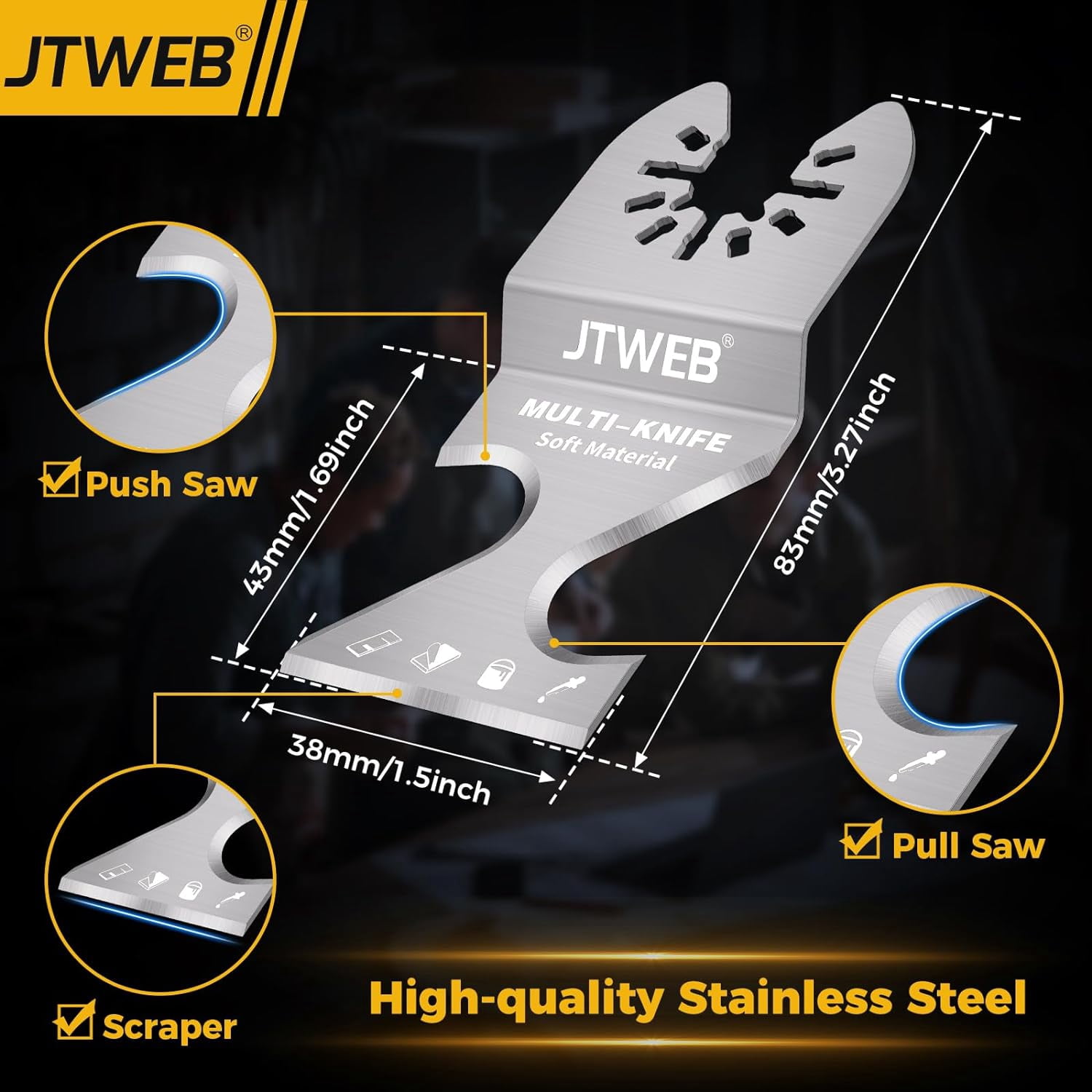DASAW-Oscillating Multi Tool Hook Knife Blade Scraper, 5PCS Asphalt ...