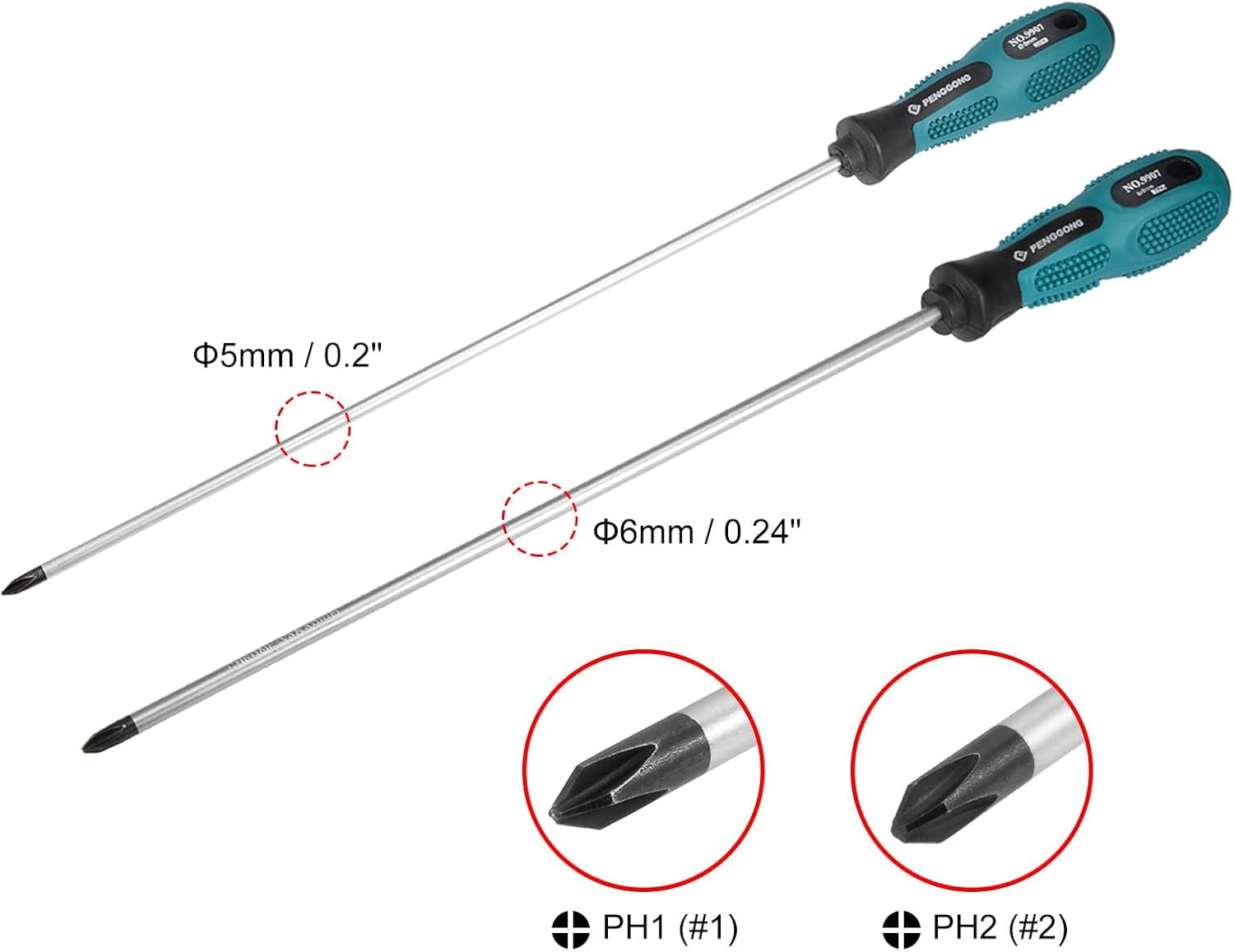 DASAW-Phillips Screwdriver Set, PH1 & PH2 Magnetic Cross Screw Driver ...