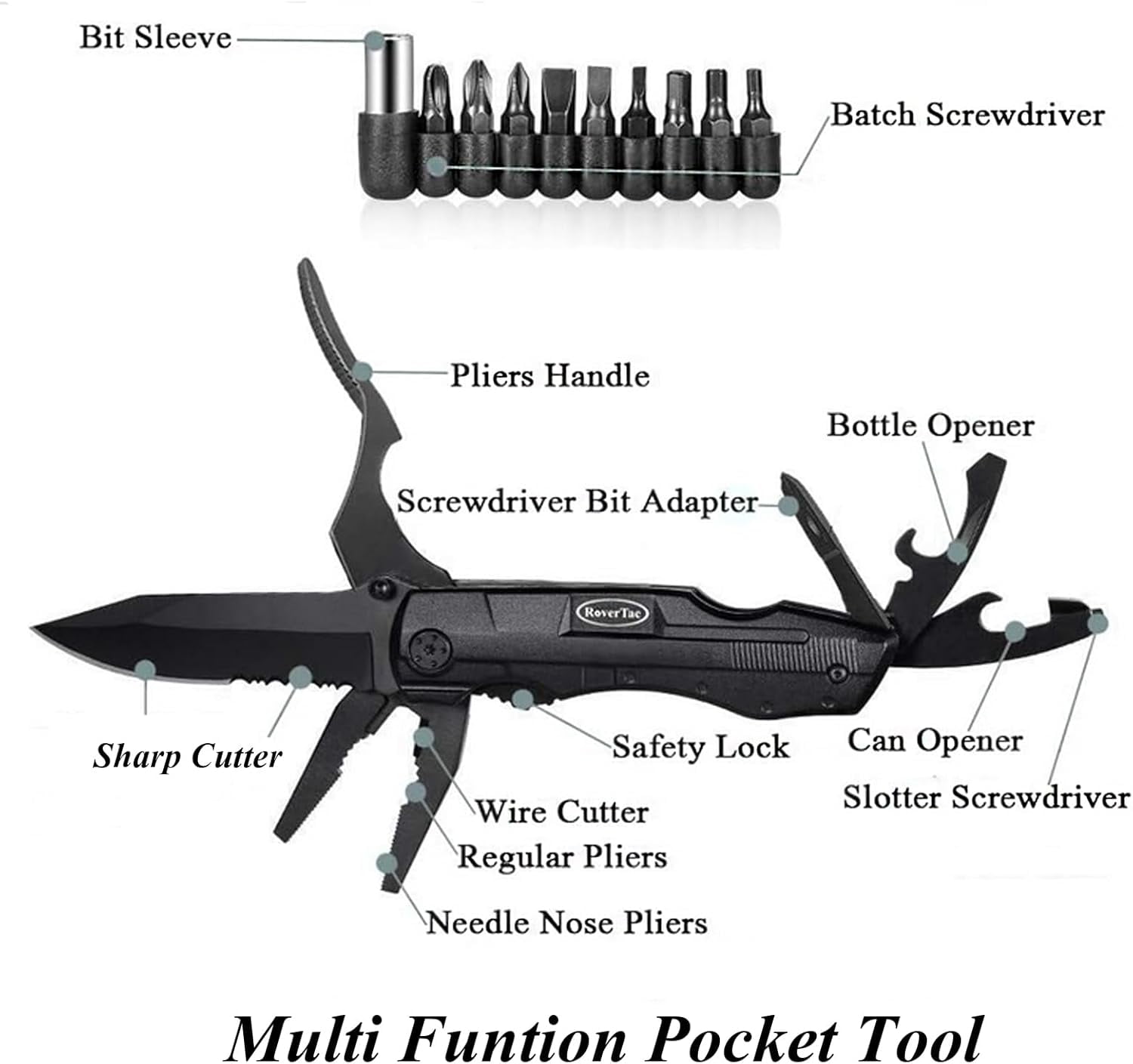 DASAW-Pocket Knife Multitool – 15-in-1 Folding Knife with Pliers ...