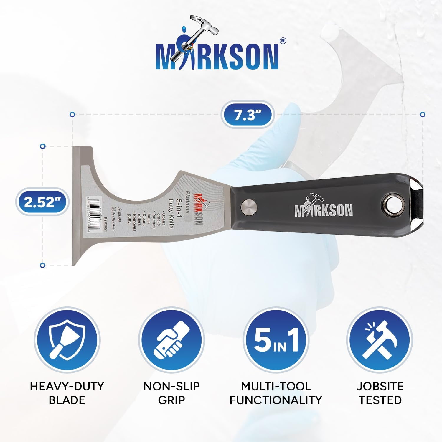 DASAW-Putty Knife 5 in 1 with Nylon Hammer End Handle, Spackle Knife ...