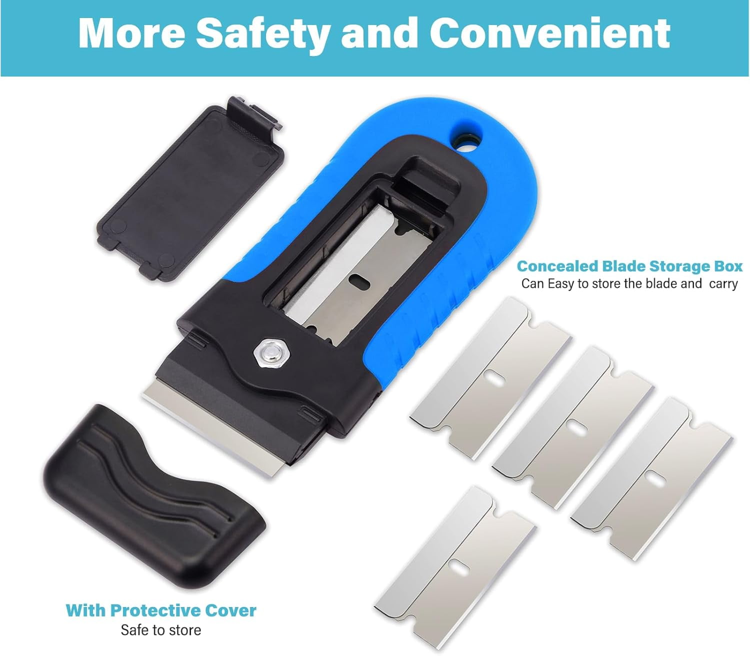 DASAW-Razor Blade Scraper Tool with Blade Storage Container, Glass ...