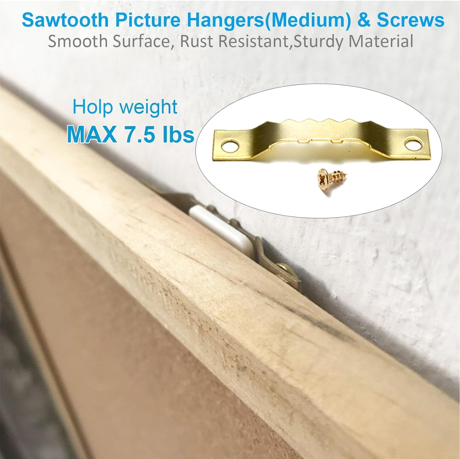 DASAW-Sawtooth Picture Hangers Bulk (Medium), 100pcs Gold Sawtooth ...