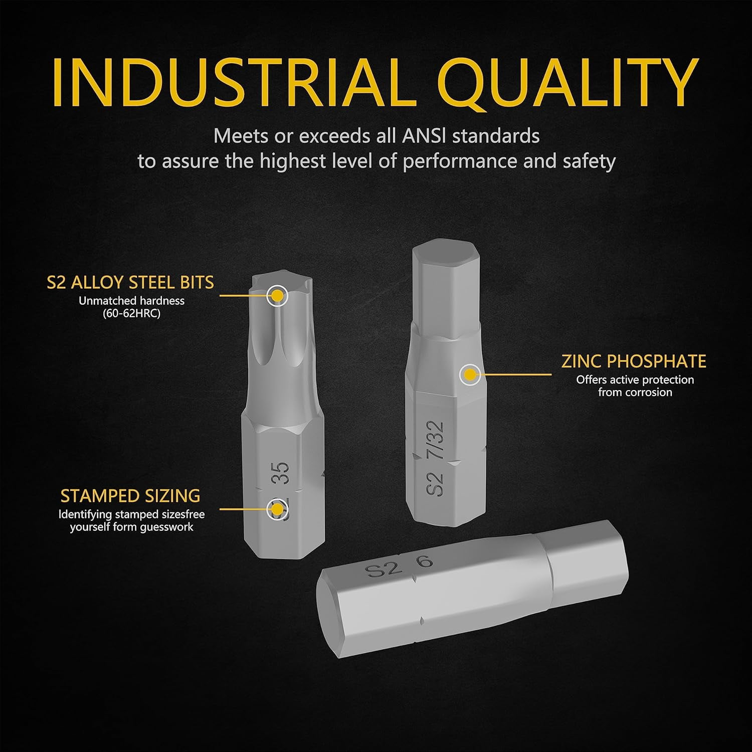 DASAW-Screwdriver Bit Set - 1/4 Hex Shank, Metric & SAE Hex Bits, Torx Bit Set, S2 Steel, 1 ...