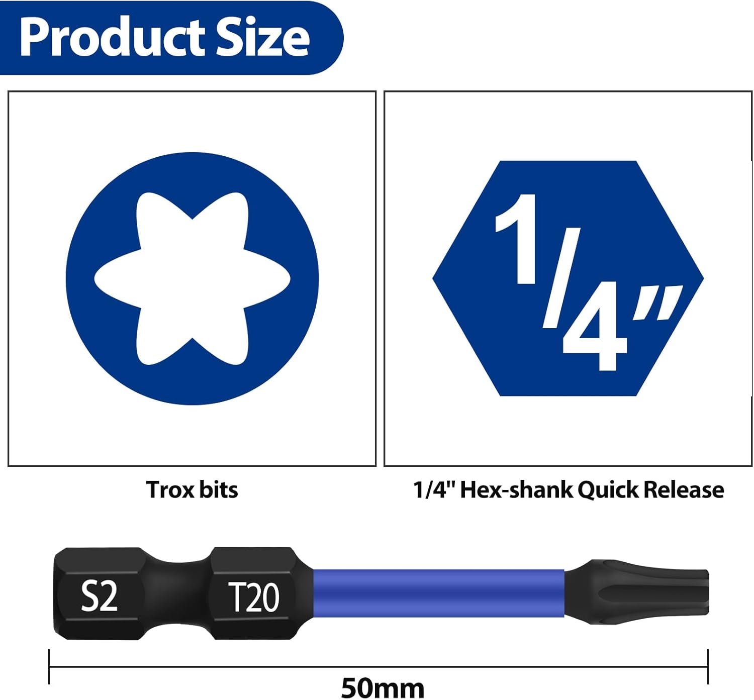 DASAW-T20 Screwdriver Bit Set 10Pcs, Torx Bits T20, 1/4" Hexagon Bit ...