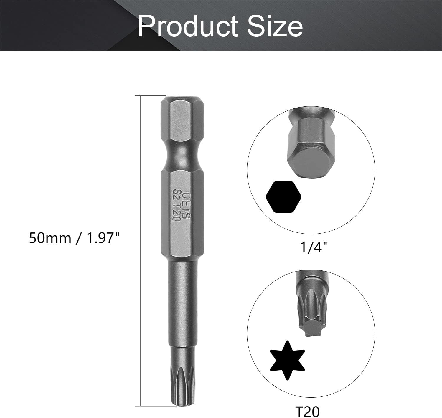DASAW-Torx Screwdriver Bits, T20 Magnetic Torx Head Screw Driver Bit, with 1/4 Inch Hex Shank ...