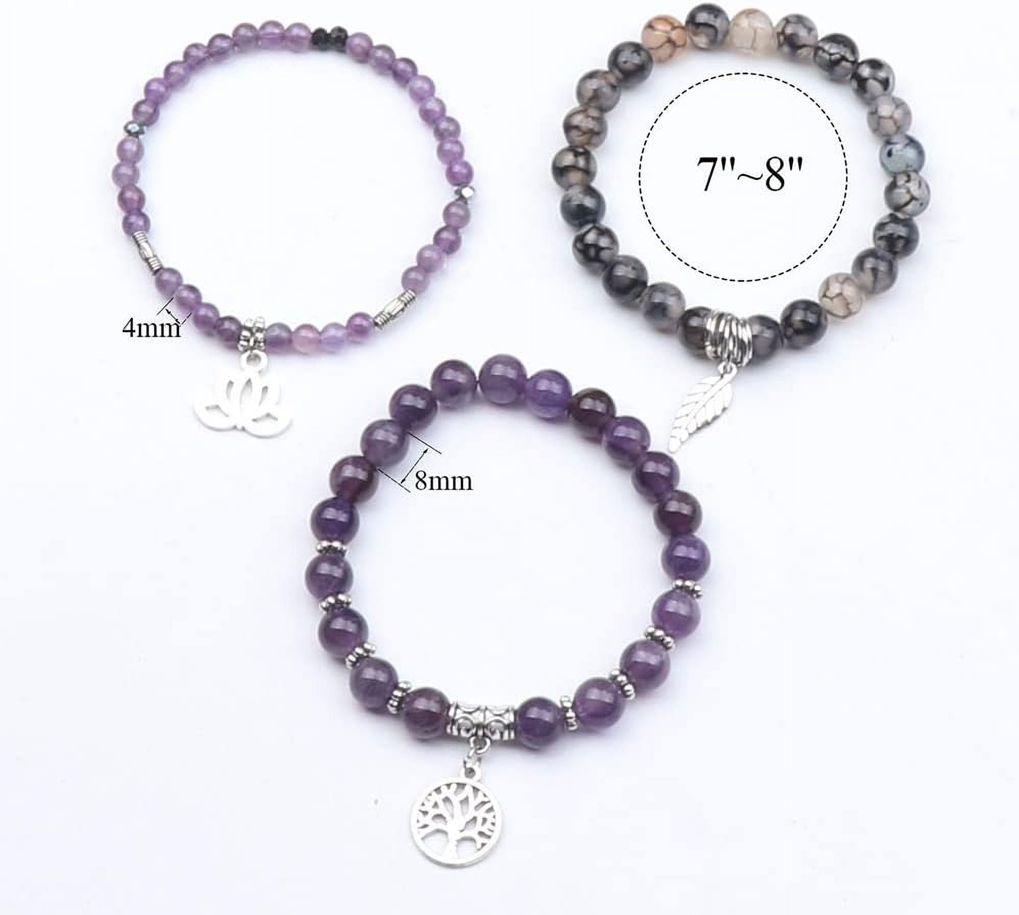 DASAW-Tree of Life Yoga Healing Stone Bracelets,Multilayer Lotus Chakra ...